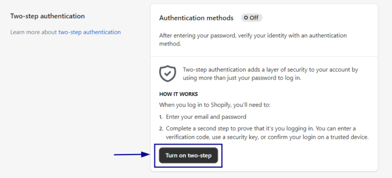 How to Enable Two-Step Authentication (2FA) for Your Shopify Staff Accounts